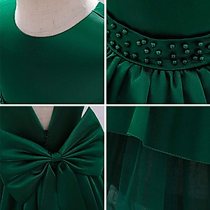 Flower Toddler Baby Girls Dress Formal Bowknot Tutu Backless Ruffle Puffy Tulle Gowns Princess Wedding Communion Christening Baptism Pageant Birthday Lace Party Wear Green 4-5T