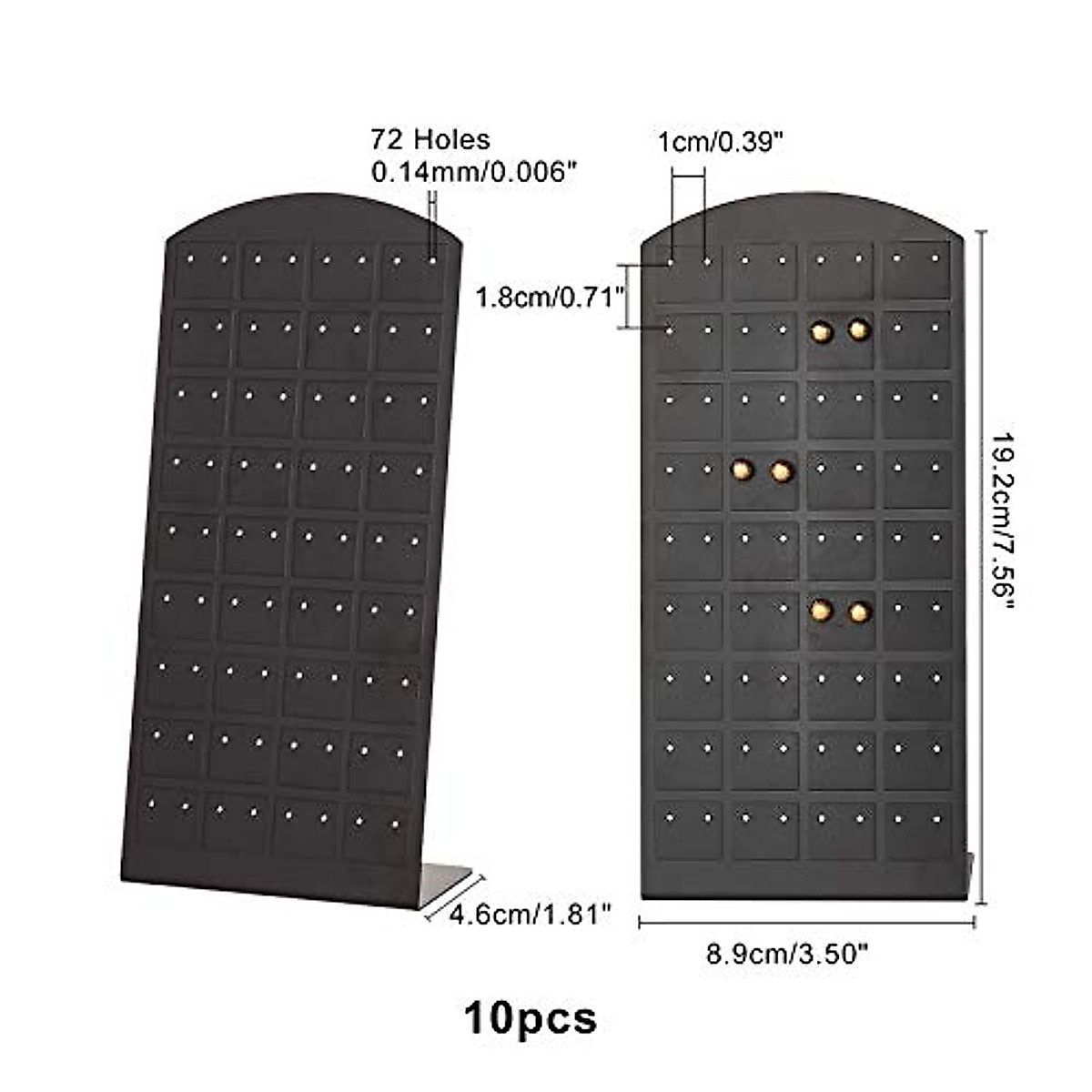 PH PandaHall 10 Packs 72 Holes Earring Holder Organizer Acrylic Ear Stud Earring Display Rack Organizer Stand L-Shape Earrings Ear Studs Jewelry Show Plastic Display Showcase (7.5 x 3.5 x 1.8 Inch)