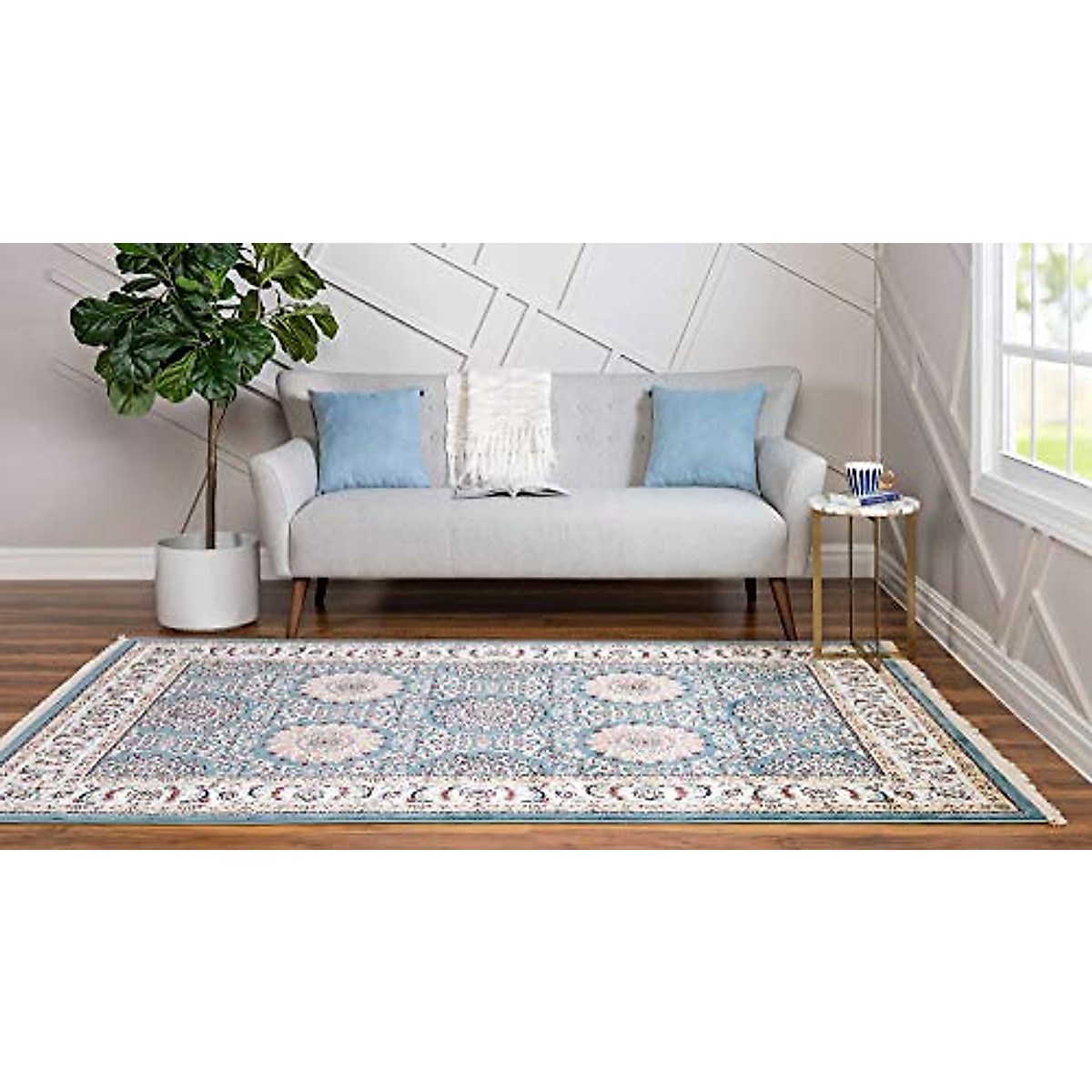 Unique Loom Narenj Collection Classic Traditional Textured Pattern Design Area Rug, 8' x 10' Rectangle, Blue/Beige