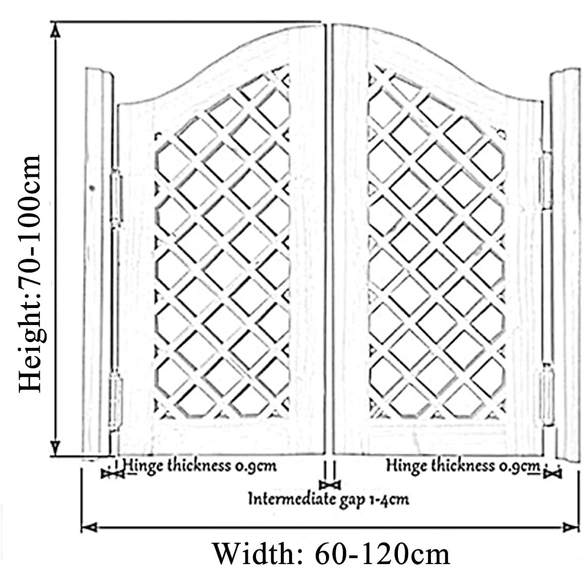 ZSPINJIA Outdoor Fence Gate，Retro Swinging Doors Cafe Doors,Interior Premade Louvered Solid Wood Saloon Swing Door,Bar Kitchen Hallway Entrance Partition Door (Size : W80xH100cm(31x39in))