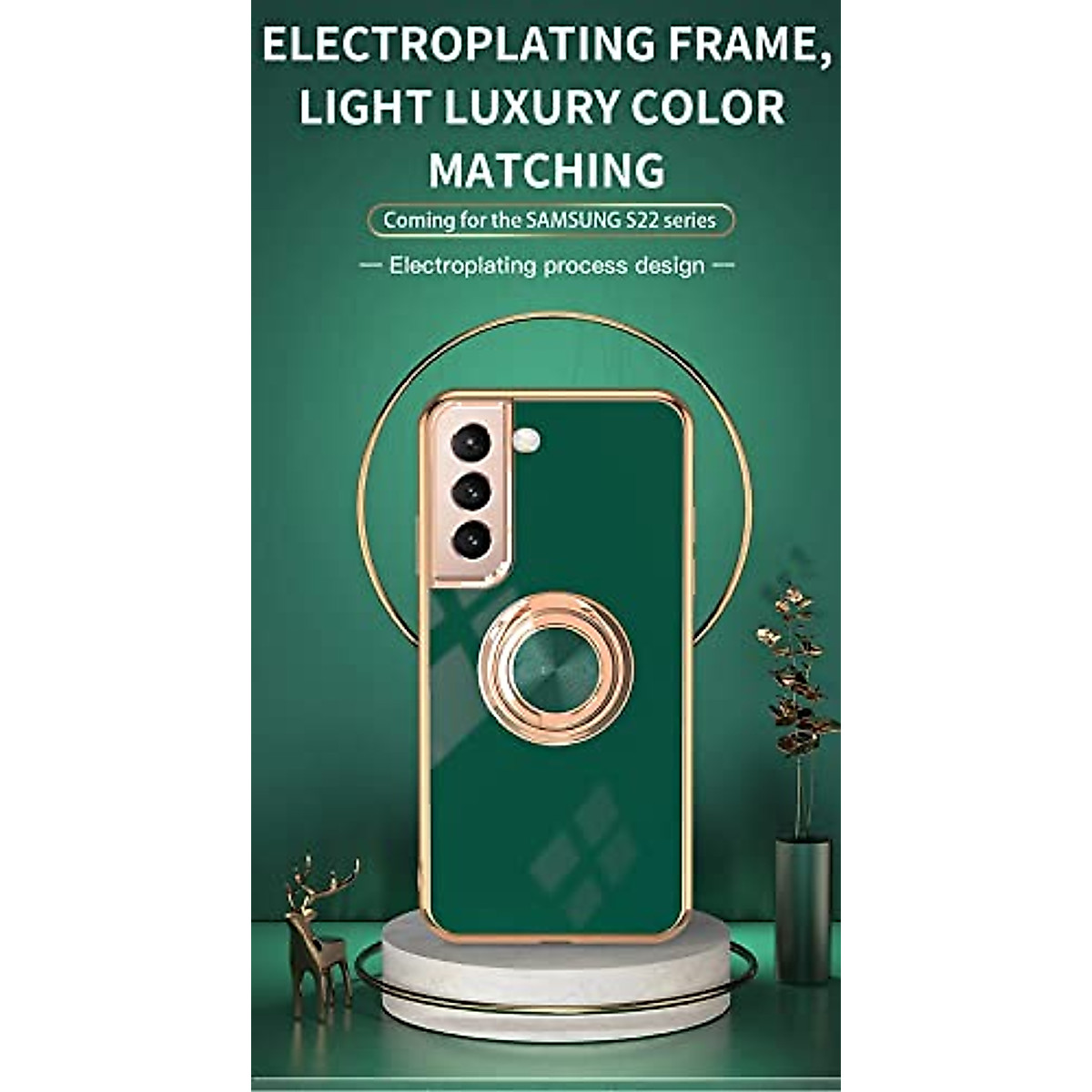 Deluxe Lightweight Back Ring Solid Color Phone Case Car Magnetic Stand Function for Samsung Galaxy A22 A32 A72 A82 A24 A34 A33 A52 A14 A54 A53 A13 5G 4G Soft Back Cover(Black,Samsung A24 5G/4G)