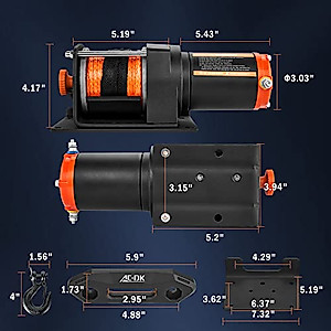 AC-DK 2500 lb ATV/UTV Winch Synthetic Rope Kits, 12V Winch with Wireless Remote for Off Road Trailer Boat RV Towing Winches, Waterproof Winch with Mounting Plate and Wired Remote