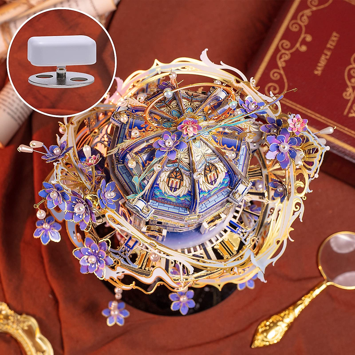 MU 3D Metal Puzzle for Adult Romeo and Juliet with Lighting Musix Box Set, Elf Palace Model Kits Miniature Building, Role-Playing Brain Teaser Love Gift Home Decor, 331pcs