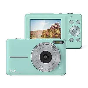 Digital Camera, FHD 1080P Portable Small Camera, Anti Shake Lightweight Compact Point and Shoot Camera, for Teens Adult Kids, Green