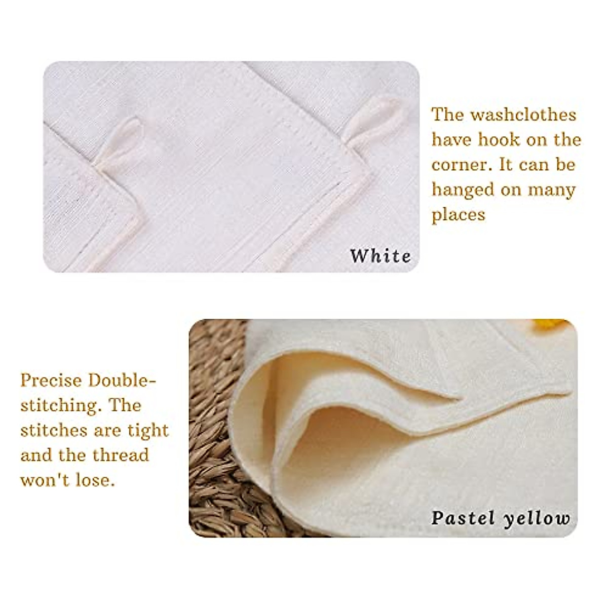 Ecosilky 3-Pack Organic Washcloth, 100% Raw Mulberry Silk, Natural, No Dyeing, Free-Chemical, Soft Face Towel , Fast Drying, Extra Absorbent,13" x 13"