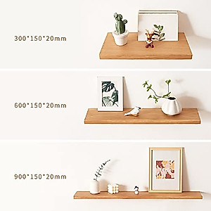 INMAN Floating Shelves for Wall 12 inches Natural Oak Wood Wall Shelves, Wall Mounted Solid Wood Shelf Display Storage Rack for Living Room, Bedroom, Kitchen, Bathroom Decor