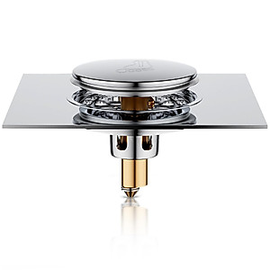 TECHPLUS Shower Drain Cover - Drain Stopper with Spring Core Anti-Odor, Versatile Stainless Shower Floor Drain Strainer for Bathroom and Bathtub Renovation (Large 3.86 in)