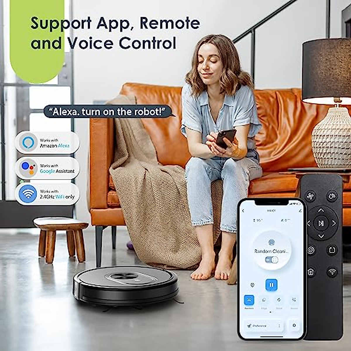 Robot Vacuum and Mop Combo, 3 in 1 Mopping Robotic Vacuum with Schedule, App/Bluetooth/Alexa, 1600Pa Max Suction, Self-Charging Robot Vacuum Cleaner, Slim, Ideal for Hard Floor, Pet Hair, Carpet