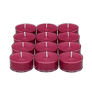 PartyLite After Dark™ Tealight Candles, Fragranced Colored Wax with Clear Container, 12 Pack Tea Lights, Made in The USA (After Dark™ Cashmere Cassis)