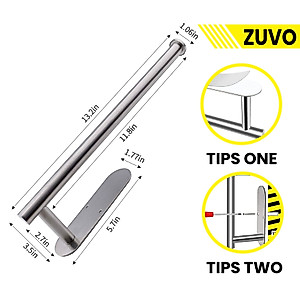 Paper Towel Holder Under Cabinet - (Silver) Adhesive Paper Towel Holders with Stainless Steel - Stick or Screw Towel Holders for Kitchen Cabinet, Bathroom, Wall Mount