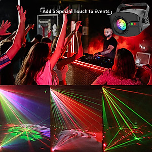 WGSS DJ Lights Sound Activated, LED Laser Strobe Stage Disco Party Light Sync with Music Remote Portable Show Projector for Dance Floor Karaoke Birthday Christmas Halloween Wedding Decorations