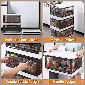 Anysig Closet Organizers and Storage - Stackable Collapsible Storage Bins 13 Gal, Storage Bins with Lids and Wheels: Foldable Box Storage Containers for Home, Dorm Room Essentials (3 Pack)