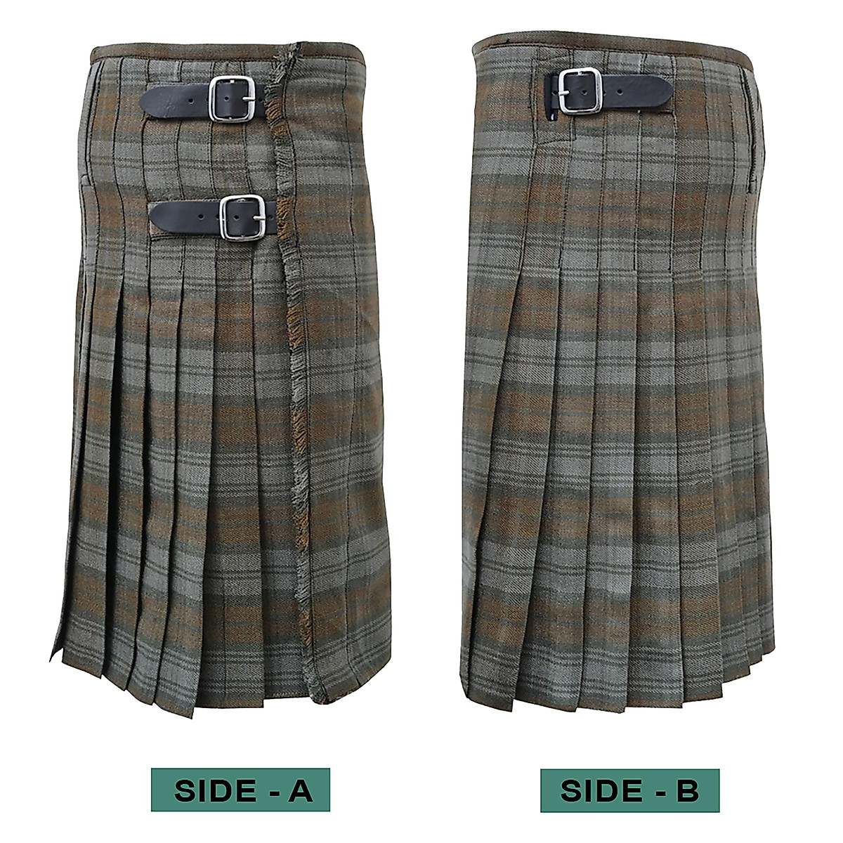 Kilt Emporium Men's Kilt Weathered Black Watch Tartan 5 Yards 16oz Acrylic Wool (Weathered Black Watch, 38)