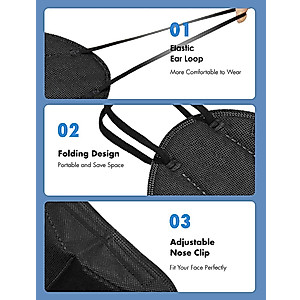 FASAOH KN95 Face Masks 100 PCS, 5-Ply KN95 Black Masks,Breathable Protection Masks, Individually Wrapped, Cup Dust Safety Mask