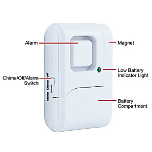 GE Personal Security Window and Door Alarm, 2 Pack, DIY Protection, Burglar Alert, Wireless Chime/Alarm, Easy Installation, Home Security, Ideal for Home, Garage, Apartment and More,White, 45115