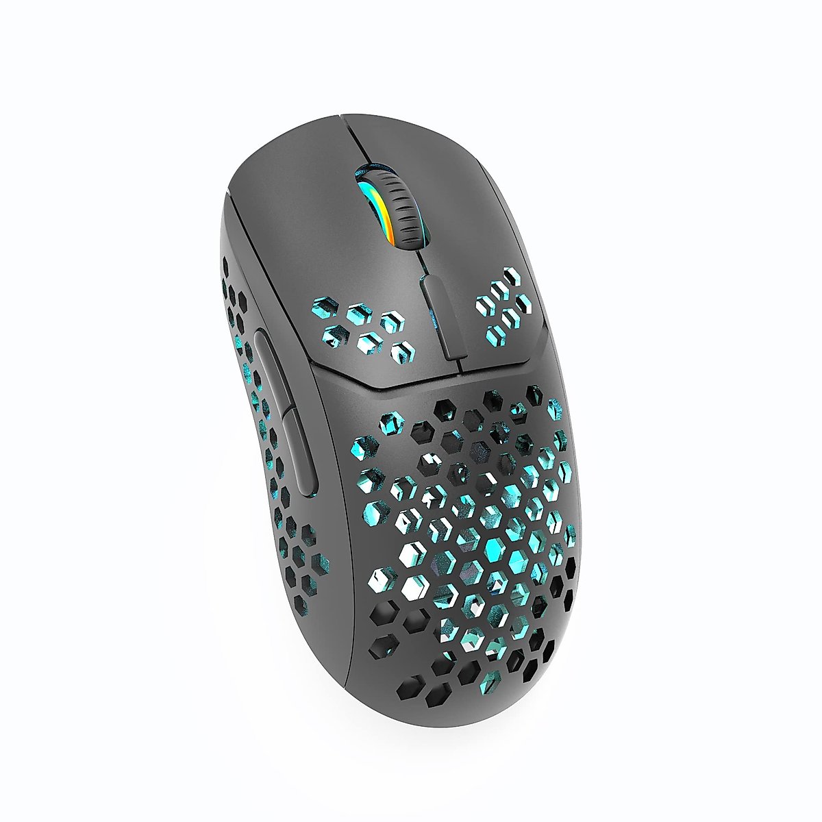 RGB Bluetooth Gaming Mouse Light Weight Silence Wireless Rechargeable Honeycomb Durable Computer Mice Comfortable with Side Button 7 Lights 3 DPI for Laptop Mac Windows Microsoft 2.4G+BT5.0