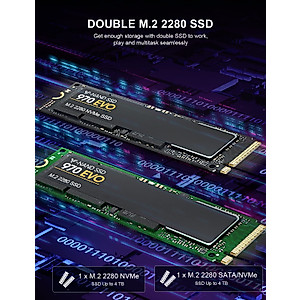 HYSTOU Mini PC, AMD Ryzen 9 5900HX, 64GB RAM, Windows 11 Pro, 2.4Gbps WiFi6, BT5.2, 4K UHD Triple Display, 2x M.2 SSD, 2.5" HDD, 7" Touch Screen, 128GB SSD