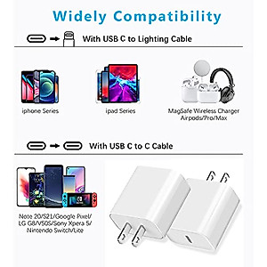 iPhone 14 13 Fast Charger Block,USB C Wall Charger 2Pack 20W PD Fast Charging Block Type C Charger Brick Power Adapter Plug Box Apple Chargers for iPhone 14 Pro Max/14 Plus/13 Pro/12 Pro/AirPods/iPad
