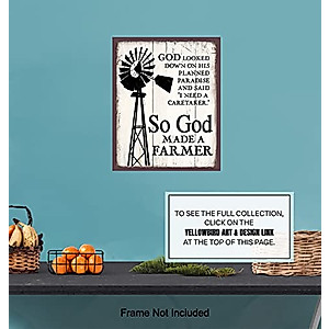 So God Made a Farmer Wall Decor - 8x10 Farm Poster - Farm Wall Art Sign - Farm Pictures - Farm Wall Decor for Living Room, Kitchen - Christian Religious Gifts - Farmhouse Decor - Paul Harvey