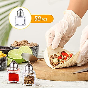 50 Set Mini Salt and Pepper Shakers Small Salt and Pepper Shakers Bulk Clear Glass Individual Tiny Spice Shaker Transparent Seasoning Holders for Home Restaurant Kitchen Table Wedding Party Supplies