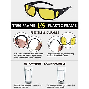 Peekaco Night Vision Driving Glasses Fit Over Glasses, Wrap Around Nighttime Glasses Anti Glare Polarized for Men Women