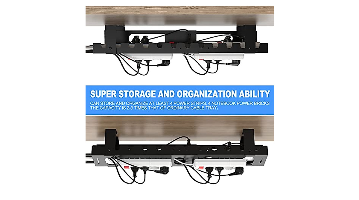 GOME 2-Packs Adjustable Under Desk Cable Organizer for Neat Workspaces
