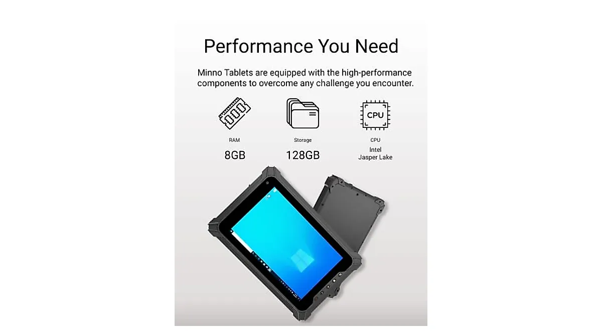 Minno Intrepid Rugged Windows Tablet with 2D Scanner