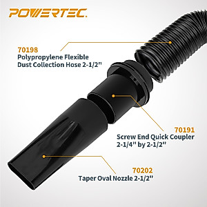 POWERTEC 70208V 2-1/4 Inch Dust Collection Flexible Hose Kit,Black