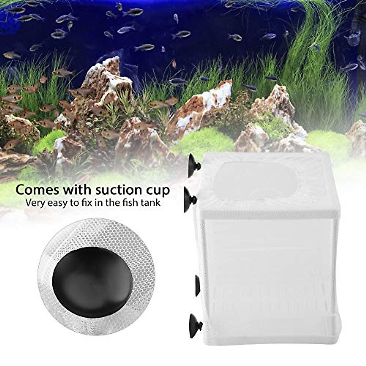 Fish Breeding Incubator, Fish Tank Breeder Net Multifunctional Durable Isolation Mesh Box Fish Breeding Net Aquarium Fish Tank Incubator Breeder with Suction Cup for Fish Tank Breeder Box