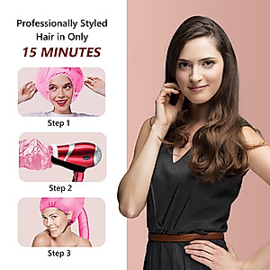 Safety Portable Hair Dryer Bonnet Attachment for Hair Styling - Deep Pink