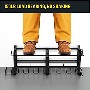 Power Tool Organizer Wall Mounted, 6 Tool Drill Holders with 4 Hangers, Power Tool Rack, Tool Organizer and Storage, Garage Heavy Duty Metal Tool Shelf for Power Tools, Gift for Father