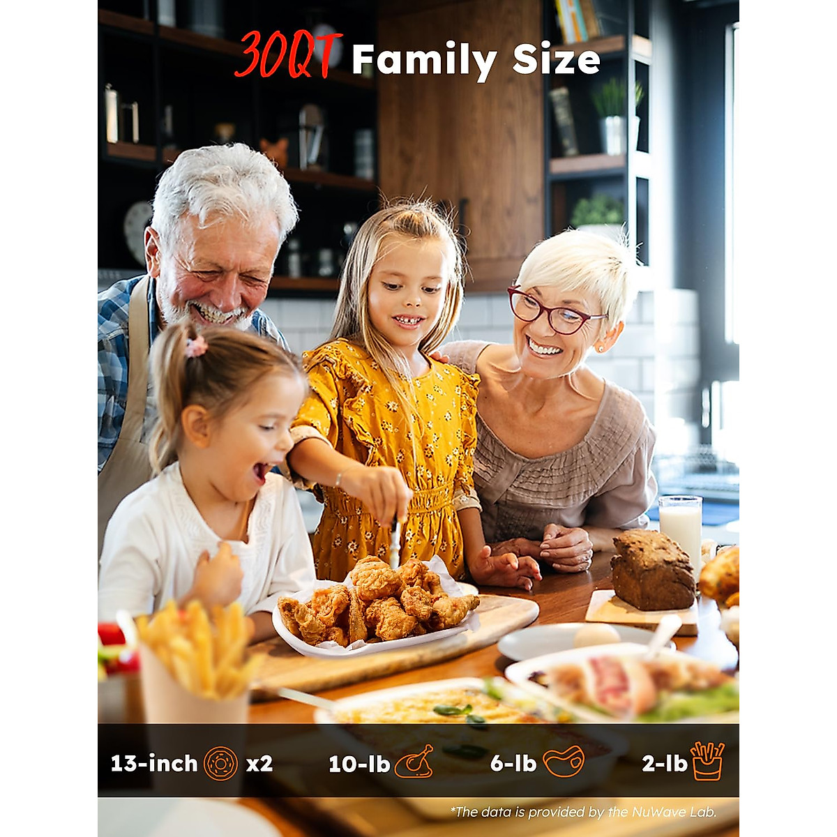 Nuwave Bravo XL Pro Air Fryer Toaster Oven with Grill Combo, 2024 New Ultra-Fast Convection System, 35% Crispier, 2X More Even, 142 Presets, 50-500F, Smarter Probe, PFAS Free, 30QT, Stainless Steel