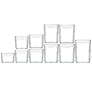 ClickClack Cube Pantry Food Storage Canisters, 1.0qt(×1)1.5qt(×2)2.0qt(×2)3.0qt(×2)3.5qt(×2)4.0qt(×1), White