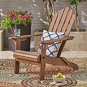 Christopher Knight Home Cara Outdoor Foldable Acacia Wood Adirondack Chair, Dark Brown Finish