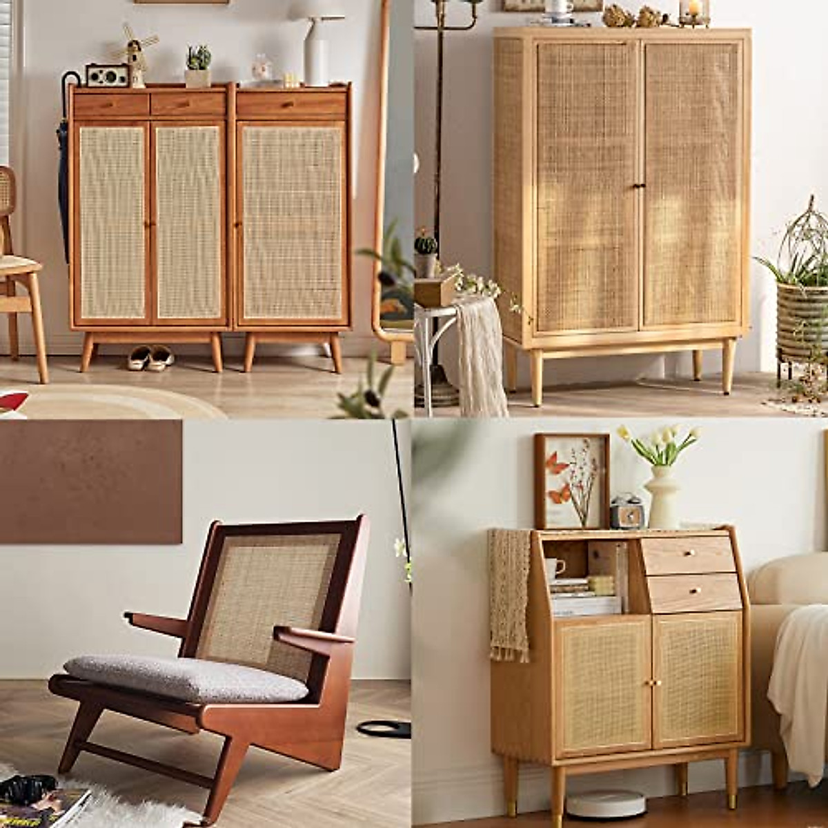 Cane Webbing,14" Width Rattan Webbing Roll 3.3Ft Natural Caning Kit Material for Cabinet,Chair,Home Furnitur