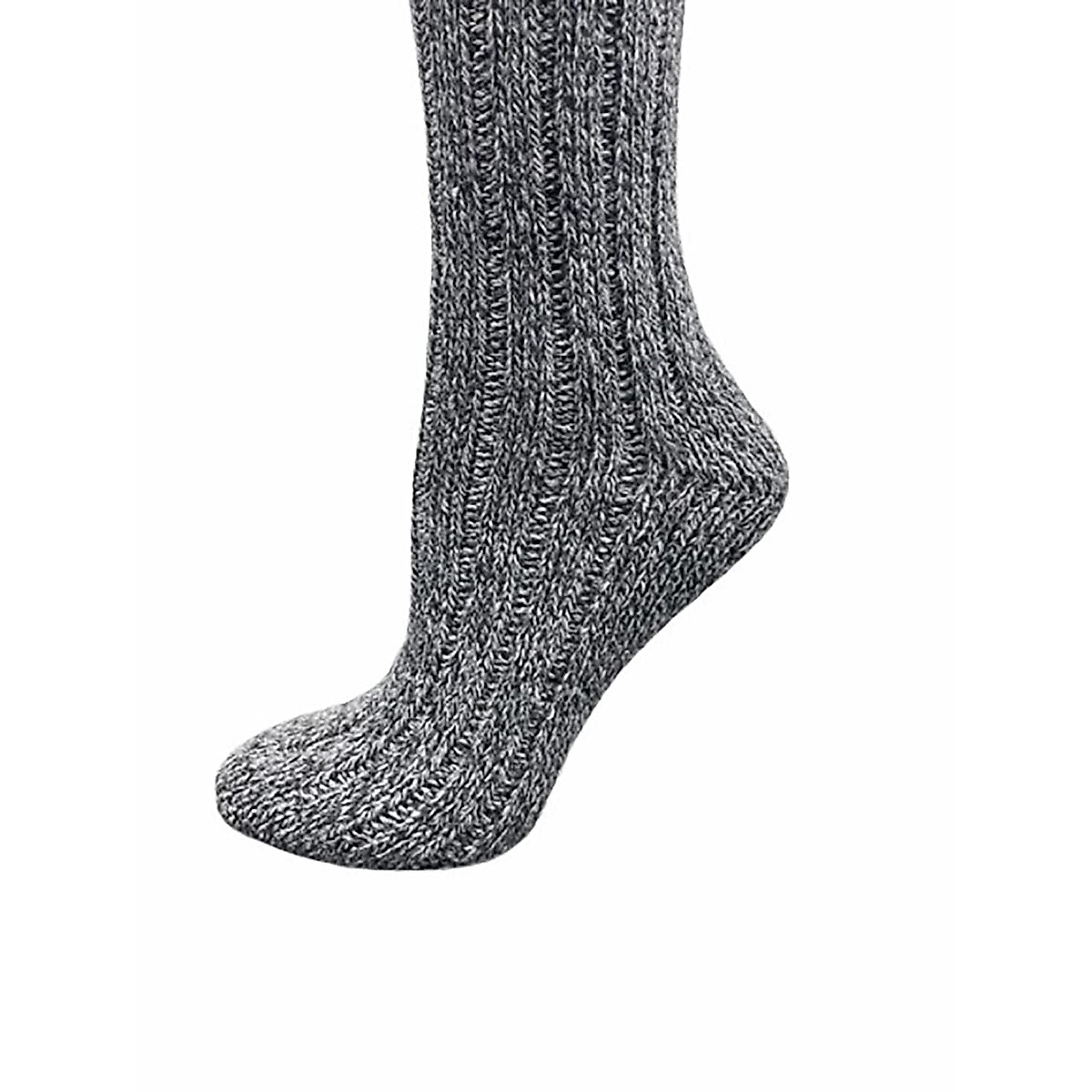 Sierra Socks Women's Thick Hiking Warm Wool Crew Socks (Black/Charcoal, Large)