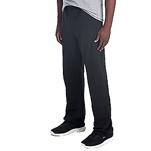 Jerzees mens Fleece Sweatpants, Open Bottom - Black, Large US