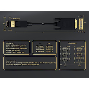 Cable Leader 15 ft Gold Plated Premium DisplayPort to DVI Cable 28 AWG