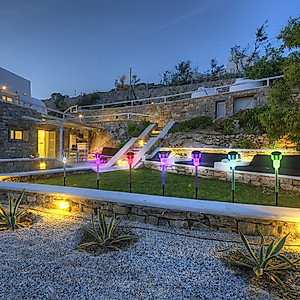 Trlec gt4-ly 10 pcs 5W High Brightness Solar Power LED Lawn Lamps with Lampshades Seven Color. Used in Greenhouse, Landscape Lighting, Home Garden, or Small Pot Plant etc