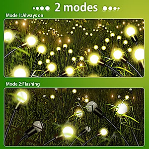 SMEFNOS Solar Garden Lights:New Upgraded 1200 MAH Large Capacity Solar Firefly Lights，4 Pack 32 Led Garden Decor Lights, Solar Outdoor Lights for Yard ，Landscape Path Patio Garden Decor，Warm White