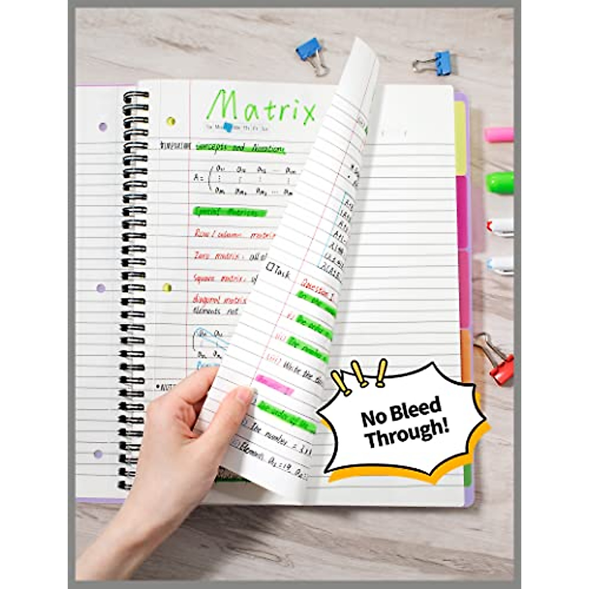 SUNEE 5 Subject Notebook College Ruled - 300 Pages, 8.2"x10.8", Spiral Lined Notebook with 5 Pocket Colored Dividers, 3-Hole Punched Paper, Purple Notebooks for School Supplies, Home & Office, Writing Journal