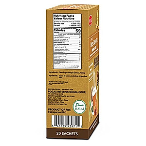 Pocas Honey Ginger Tea - Instant Tea Powder Packets with Ginger Honey Crystals Tea, Non-GMO/Gluten Free/Caffeine Free, 20 Count (Pack of 2)