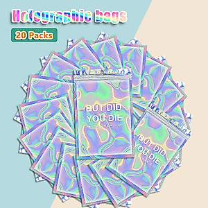 Fcuadro Hangover Kit Bags 20Pcs DID You DIE Holographic Hang Over Recovery Bags Bachelorette Party Supplies Gift Bags for Bach Party Favors 5X7" (DID You DIE)