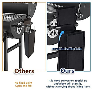 2 PCS Grill Utensil Accessory Storage Bag Black Oxford Cloth Waterproof BBQ Tool Storage Bags Foldable Grill Utensil Holder Pouch for Camping Hiking Barbecue, Easy to Store & Take Out Grill Tools