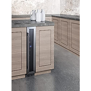 Summit Appliance SWC007 Commercial 6" Wide ADA Compliant Built-in Undercounter Wine Cellar with 7 Bbottle Capacity, Glass Door, Black Cabinet, Auto Defrost, Digital Thermostat and LED Lighting
