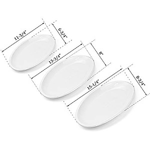 Foraineam Set of 3 Sizes Porcelain Oval Serving Platters White Dinner Plates Serving Dishes for Party, Dessert, Sushi, Fish