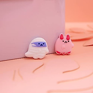 PERFECTSIGHT Cute Switch Thumb Grips, 4PCS Kawaii Ghosts Pattern Joystick Caps Compatible with Nintendo OLED/Lite Console, Amine Soft Silicone 3D Analog Stick Cap Button Cover for NS Joycon Controller