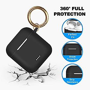 MOLOPPO Protective Silicone Case Compatible with Tozo t6, Front LED Visible, Premium Accessory Shockproof tozo t6 Case Cover with Keychain,Black