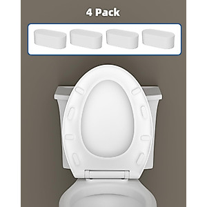 Hibbent 4 pieces Toilet Seat Bumpers for Bidet, Strong Adhesive Toilet Seat Bumpers for Use with Bidet Attachment, Universal Buffer Toilet Lid Rubber Bumpers, White