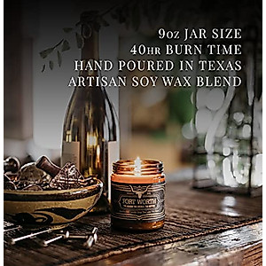 Jackson Vaughn Scented Candle, Texas - Scents of Wild Sage, Vanilla, Campfire, 9oz Jar (7.25oz NET WT), 40 Hour Burn Time
